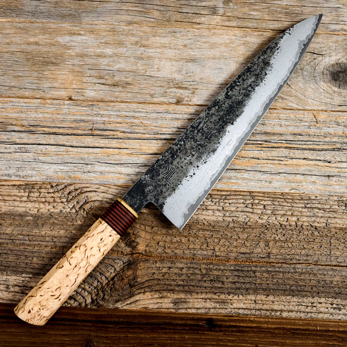 Birch & Bevel | Wrought Iron San Mai Gyuto | Modern Cooking ...