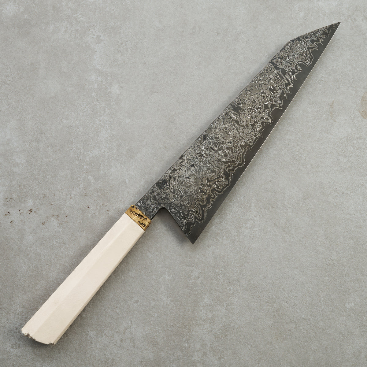 Gyuto 250mm Damascus Clad Apex Ultra Ivory Juma & Brass – moderncooking.com