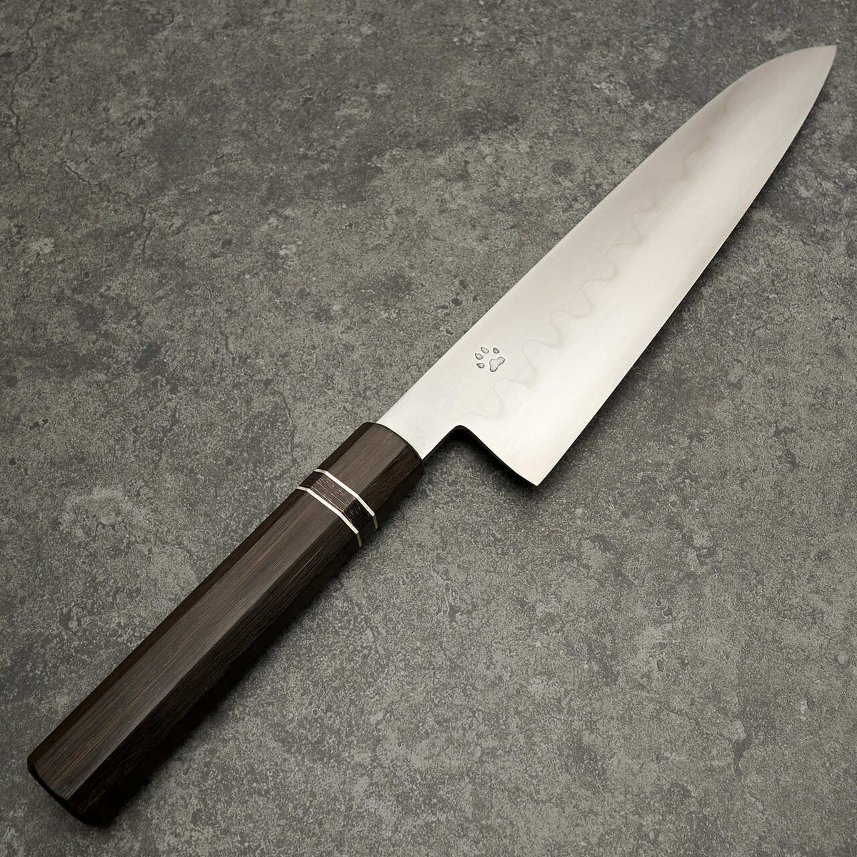 Isasmedjan | Gyuto 230mm Honyaki 26c3 Bog Oak, Carbon & German Silver ...